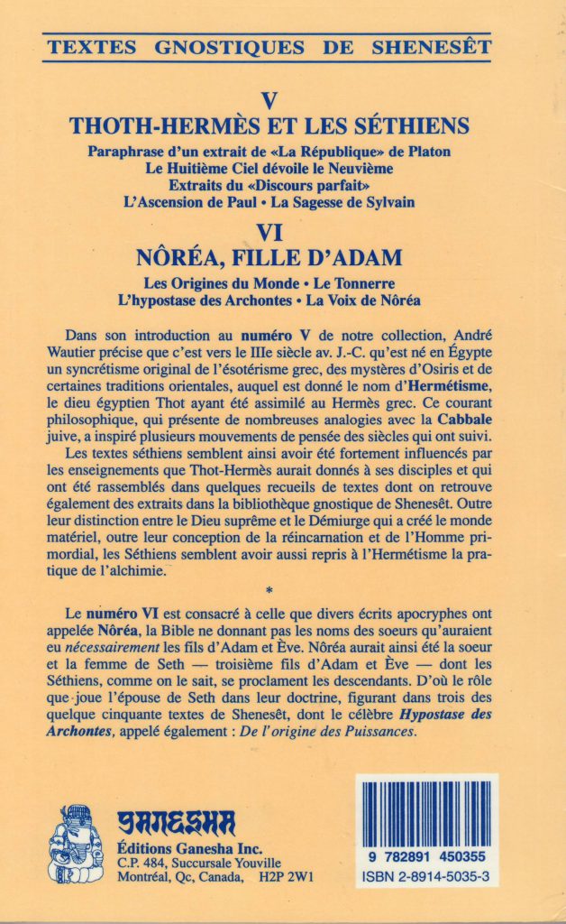 Thoth-Hermès et les Séthiens - Nôréa, fille d'Adam | Editions du Septénaire